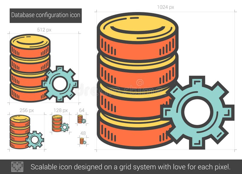 Database Configuration Line Icon. Stock Vector - Illustration of ...