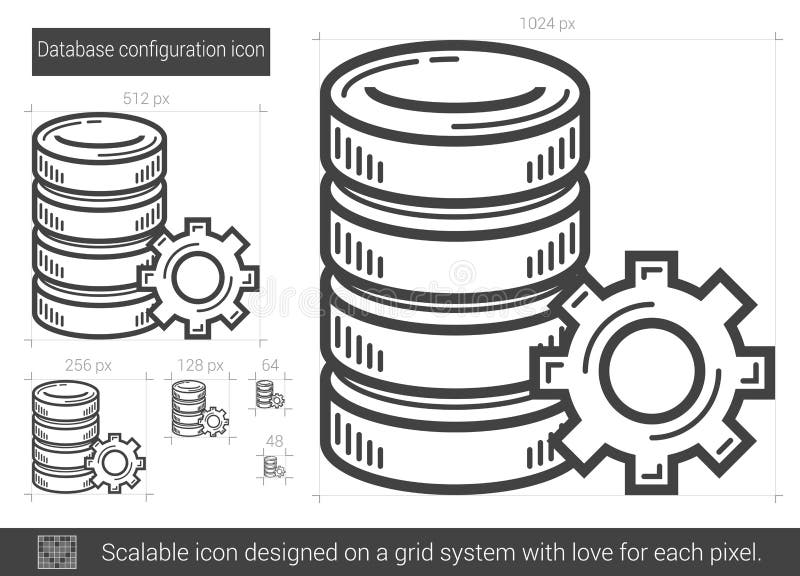Database line icon. stock vector. Illustration of drawing - 77105580