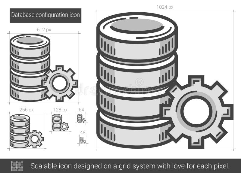 Database Configuration Line Icon. Stock Vector - Illustration of data ...