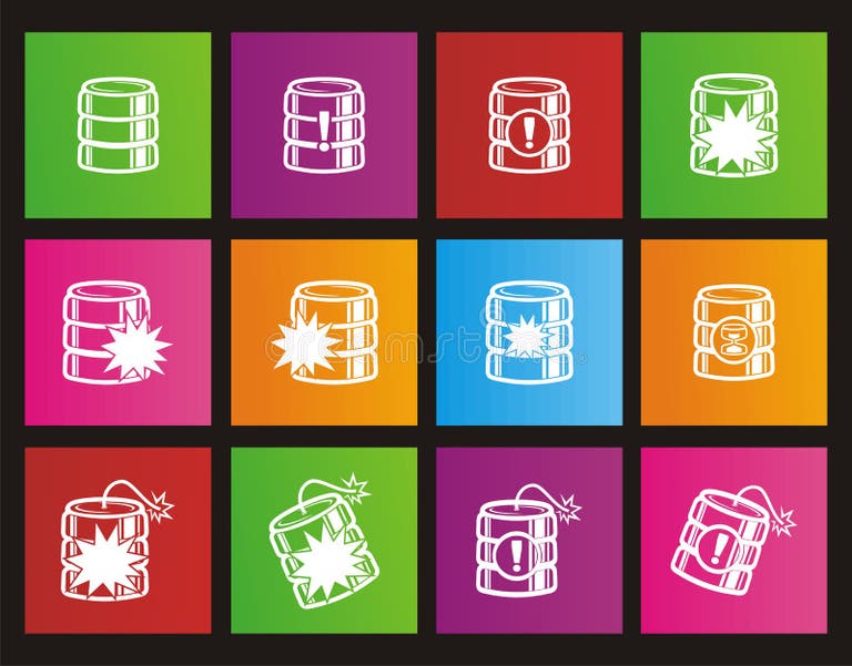 Database Crash Square Metro Style Icon Sets Stock Illustration ...