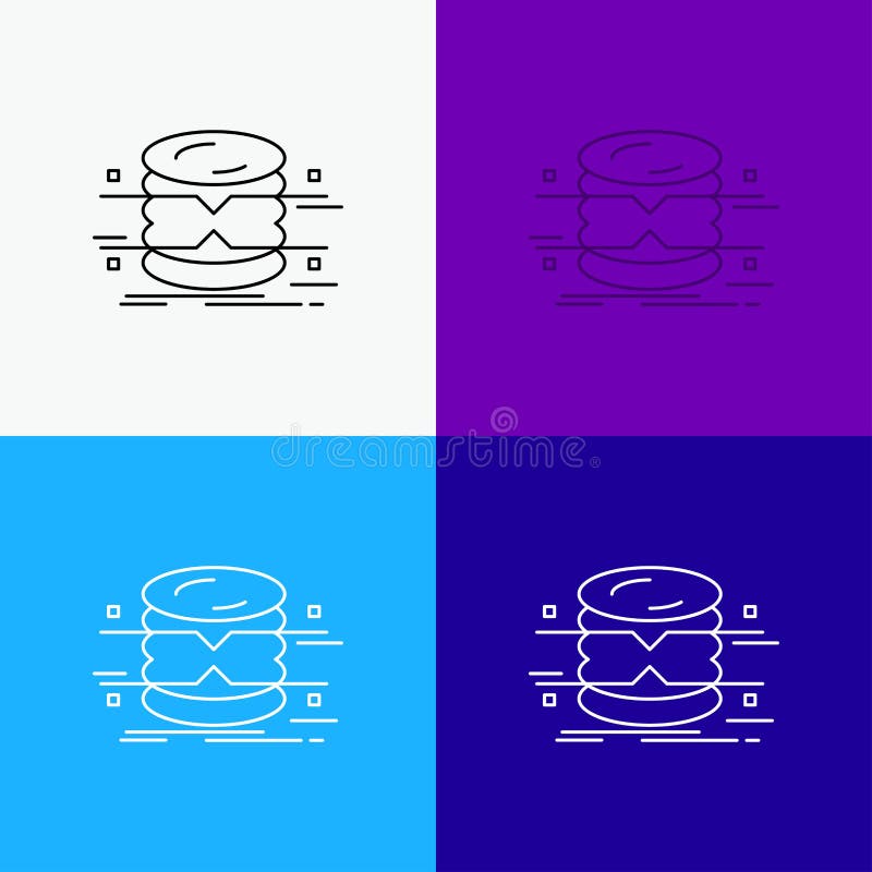 Database, Data, Architecture, Infographics, Monitoring Icon Over Various Background. Line Style ...