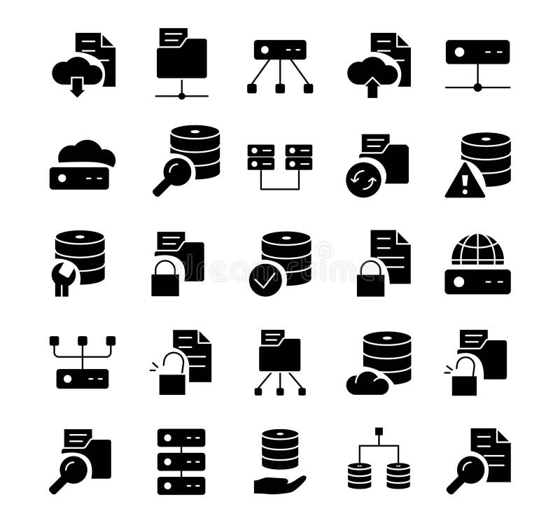 Database and Data Technology Black Stock Illustration - Illustration of ...