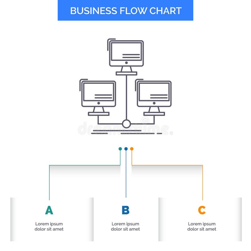 Database Distributed Connection Network Computer Business Flow Chart Design With 3 Steps