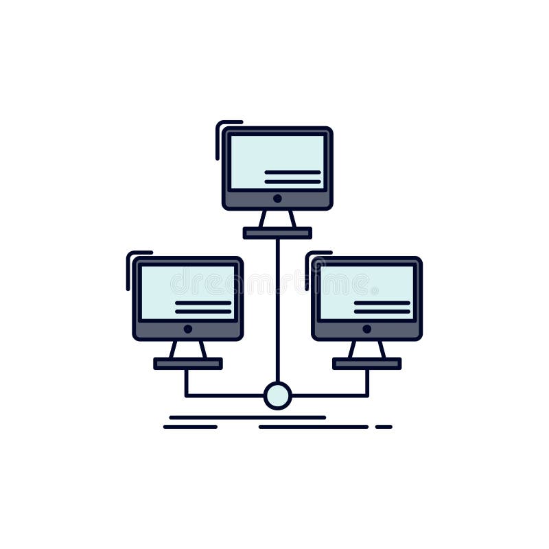 Database Distributed Connection Network Computer Flat Color Icon Vector Stock Vector