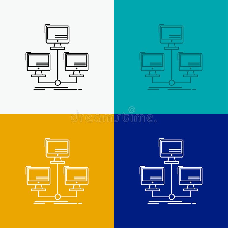 Database Distributed Connection Network Computer Icon Over Various