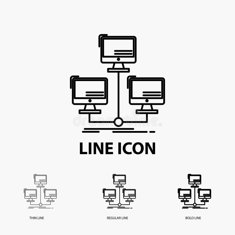 Database Distributed Connection Network Computer Icon In Thin 7128