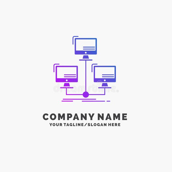 Database, Distributed, Connection, Network, Computer Purple Business Logo Template. Place for ...
