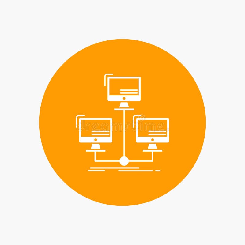 Database Distributed Connection Network Computer White Glyph Icon In Circle Vector Button