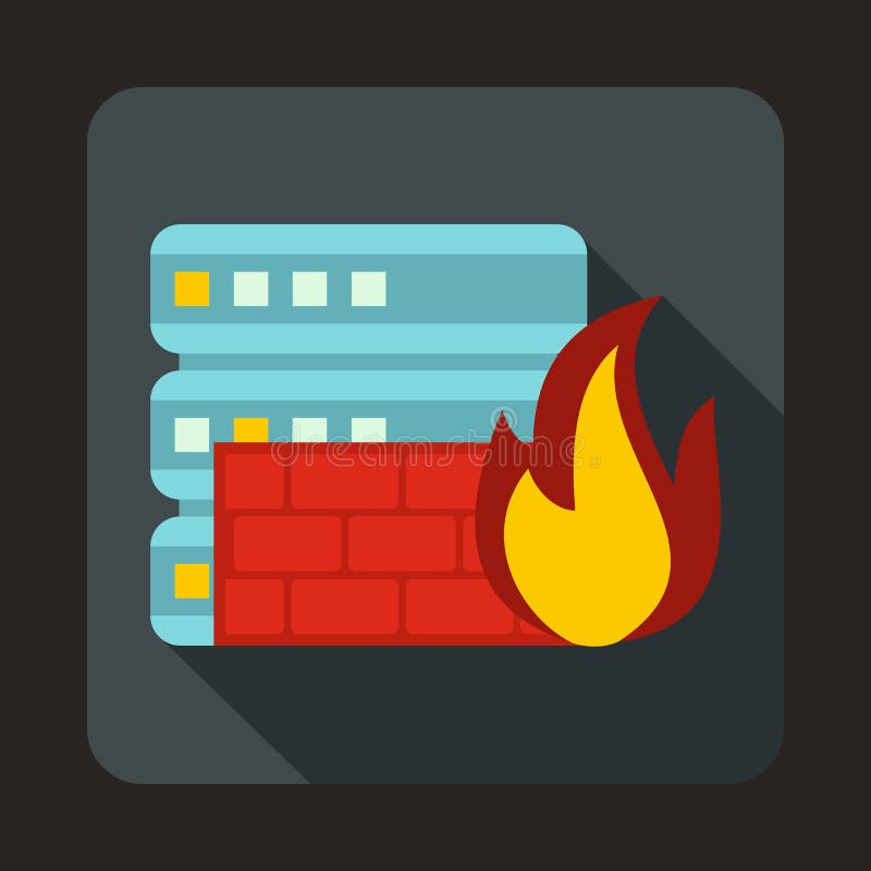 Database and Firewall Icon, Flat Style Stock Illustration ...