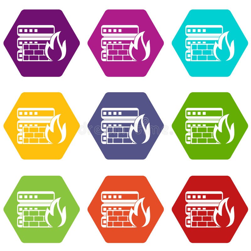 Database and Firewall Icon, Flat Style Stock Vector - Illustration of ...
