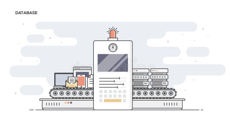 Database Flat Line Designed Banner Stock Vector - Illustration of ...