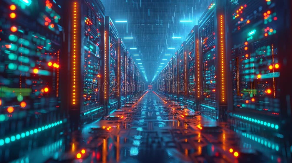 Database Futuristic Server. Mining Crypto Currency Farm Technology ...