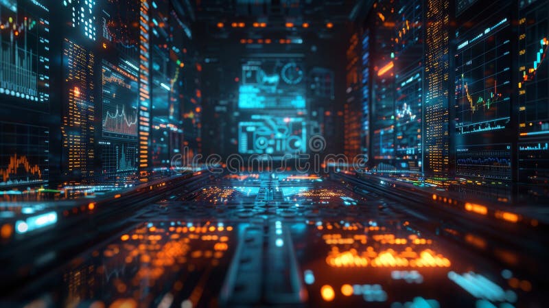 Database Futuristic Server. Mining Crypto Currency Farm Technology ...