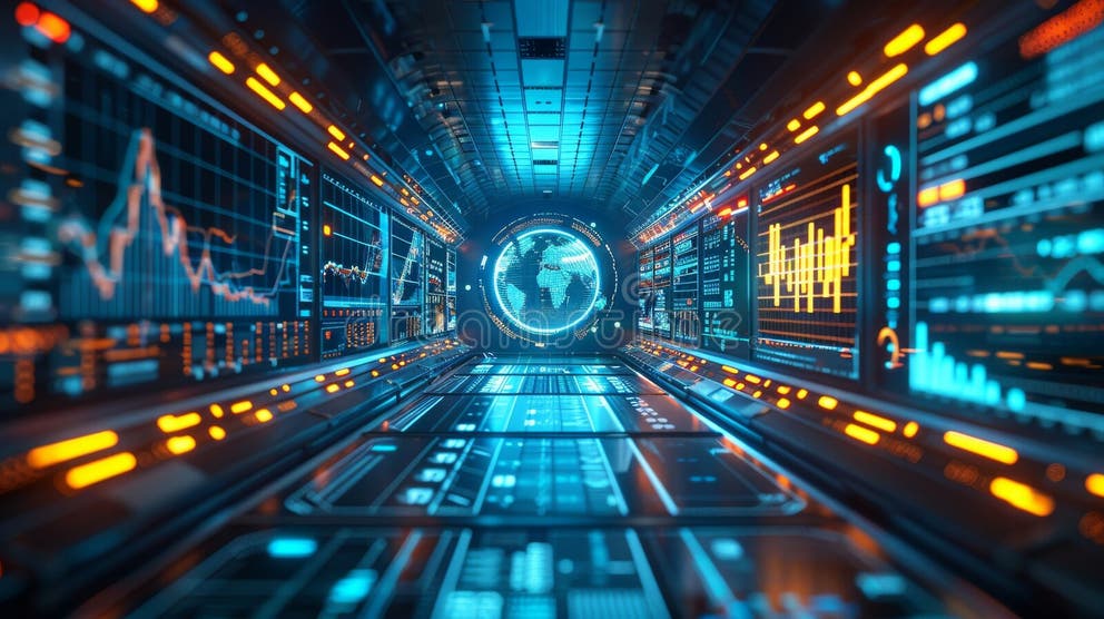 Database Futuristic Server. Mining Crypto Currency Farm Technology ...