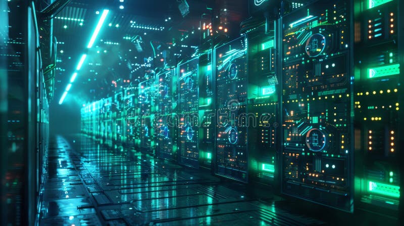Database Futuristic Server. Mining Crypto Currency Farm Technology ...