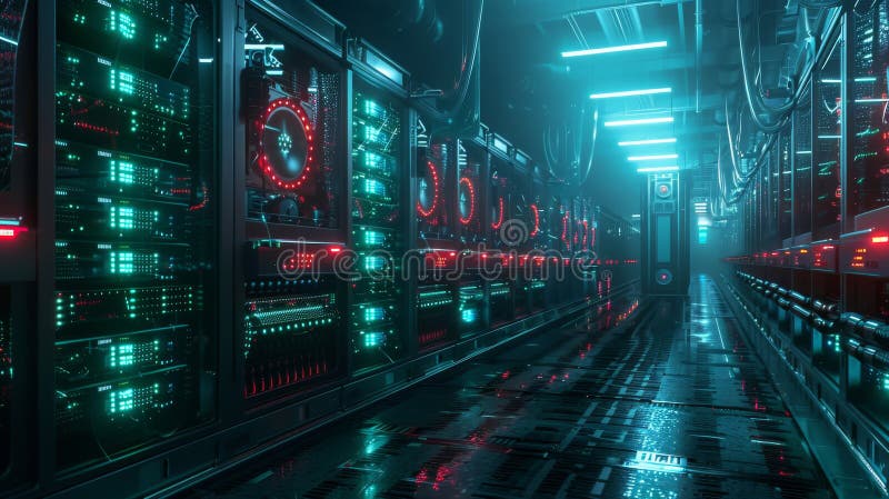 Database Futuristic Server. Mining Crypto Currency Farm Technology ...