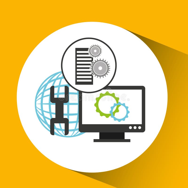 Database Gear Globe Support Technology Stock Vector - Illustration of ...