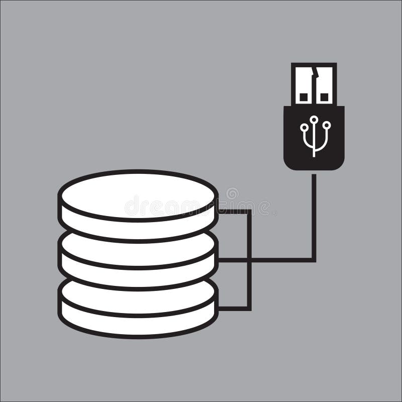 Database Hard Disk and Cable. Vector Illustration Decorative Design ...