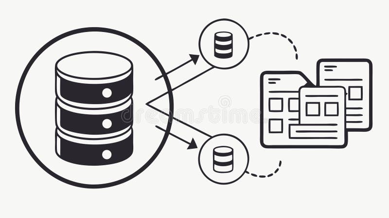 A Database Icon with Arrows Showing Connections To Mobile Devices ...
