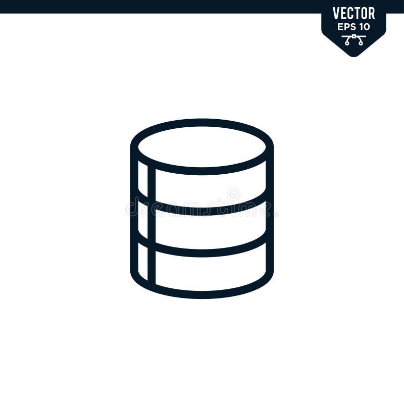 Database Icon Collection Outlined Style Stock Vector - Illustration of ...
