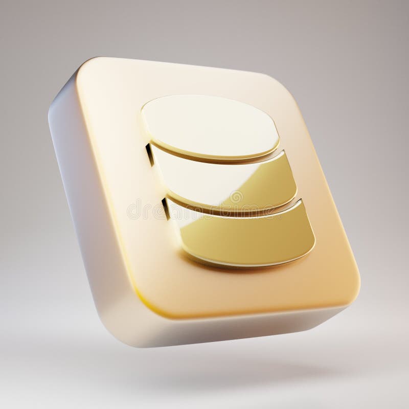 Database Icon. Golden Database Symbol on Matte Gold Plate Stock ...
