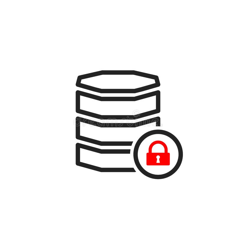 Database Icon With Padlock Sign Database Icon And Security Protection Privacy Symbol Stock