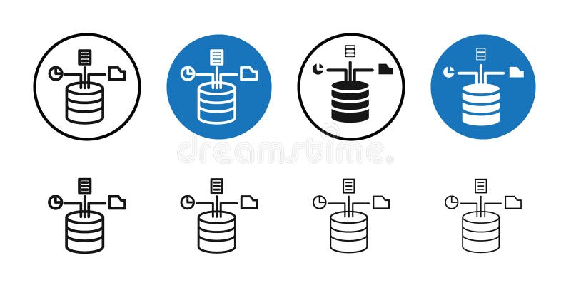 Database Icon (2) Thin Line Art Collection Stock Vector - Illustration ...