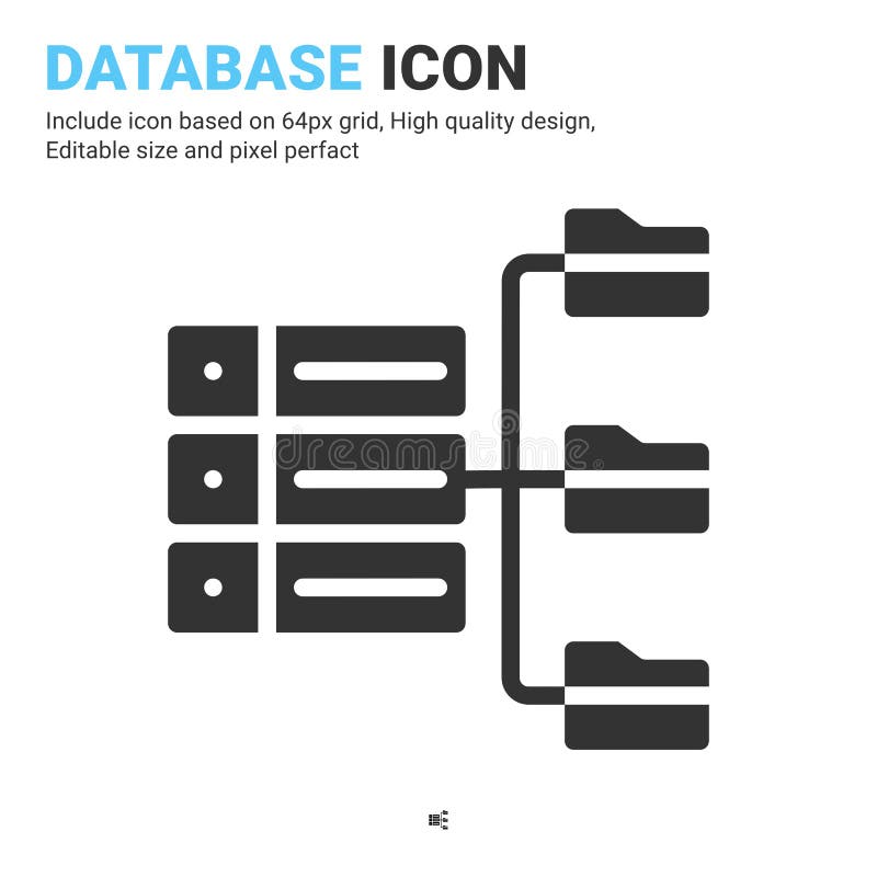 Database Icon Vector with Glyph Style Isolated on White Background ...