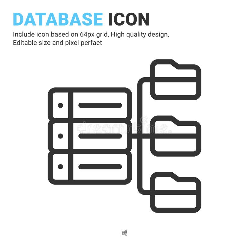 Database Icon Vector with Outline Style Isolated on White Background. Vector Illustration Folder ...