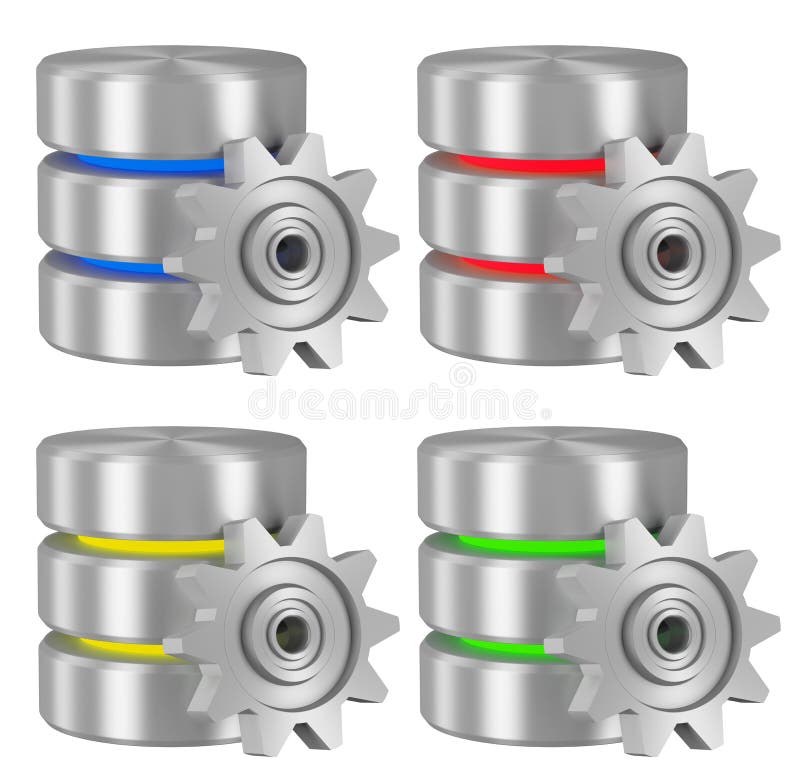 Database Icons with Cogwheel Collection Stock Illustration ...