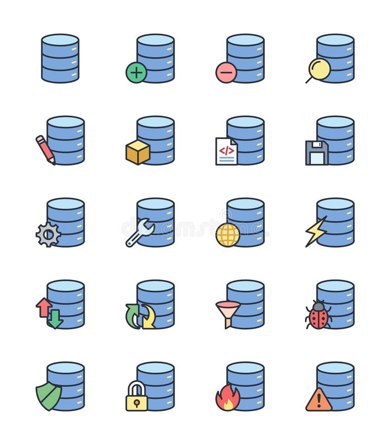 Database Icons, Color Set - Vector Illustration Stock Vector ...