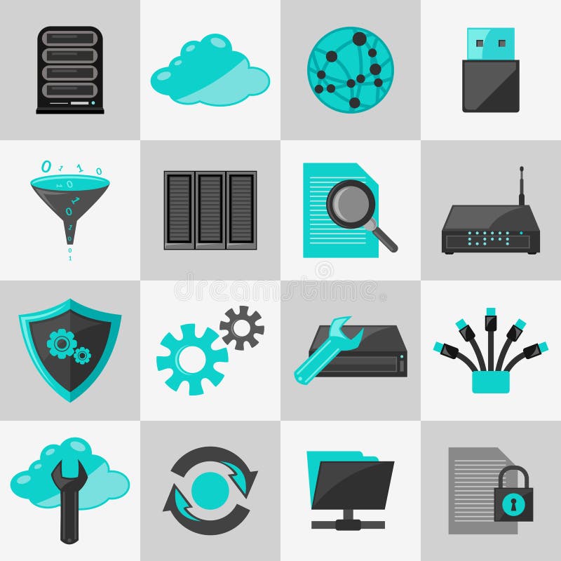 Information Technology Security Icons Set Stock Vector - Illustration ...