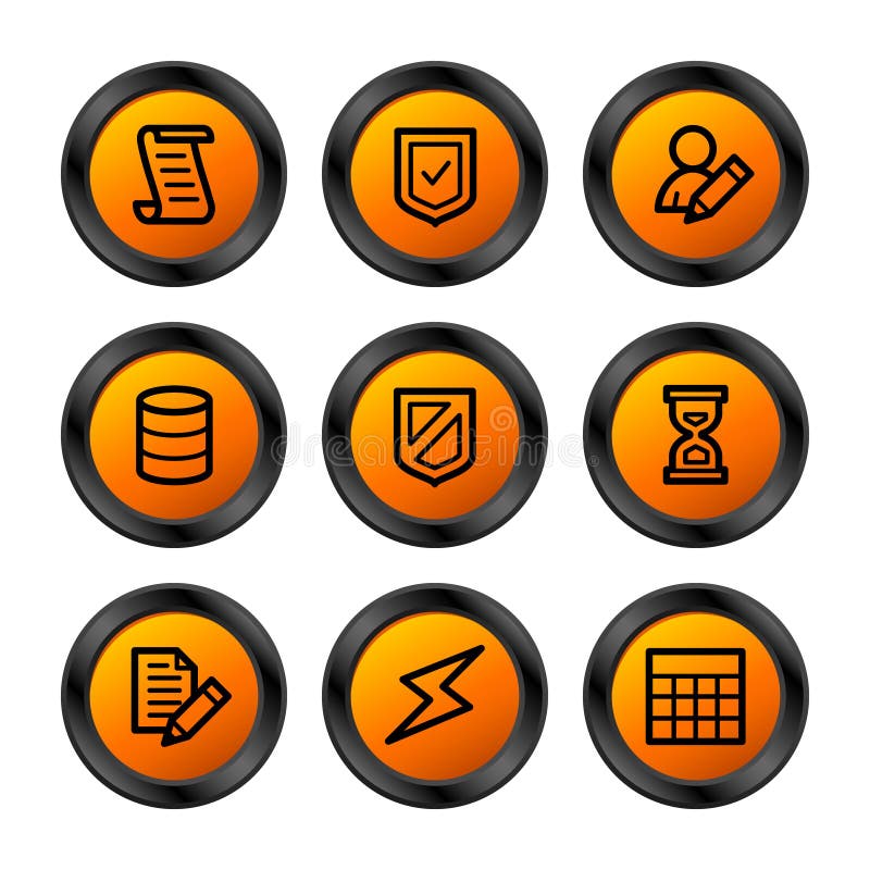 Database Web Icons, Black Glossy Circle Buttons Stock Vector ...