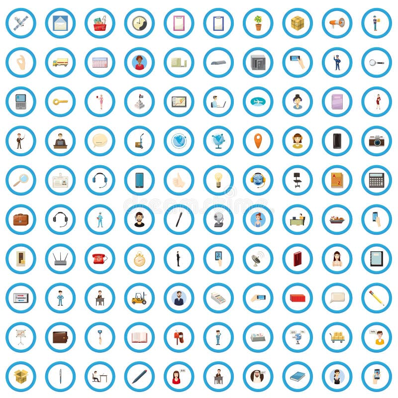 100 Database Icons Set, Cartoon Style Stock Vector - Illustration of ...
