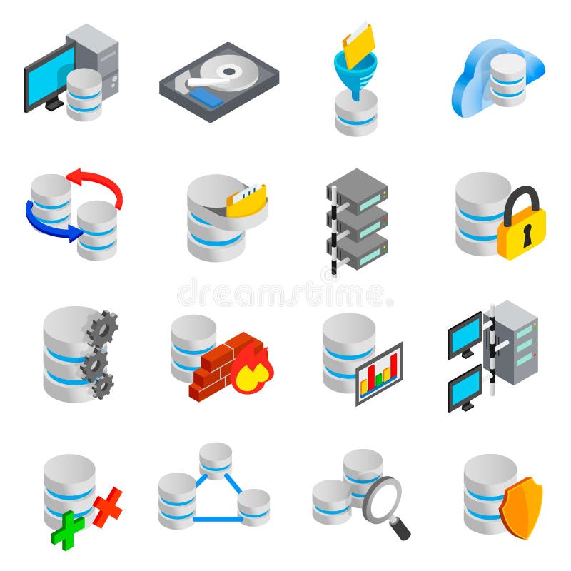 Database icons set stock vector. Illustration of management - 69849746