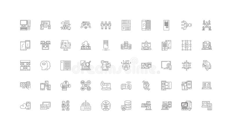 Database Ideas, Linear Icons, Line Signs Set, Vector Collection Stock ...
