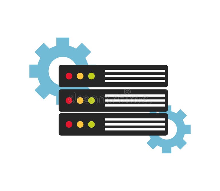 Database Illustration of Server and Cog Wheels Stock Vector ...