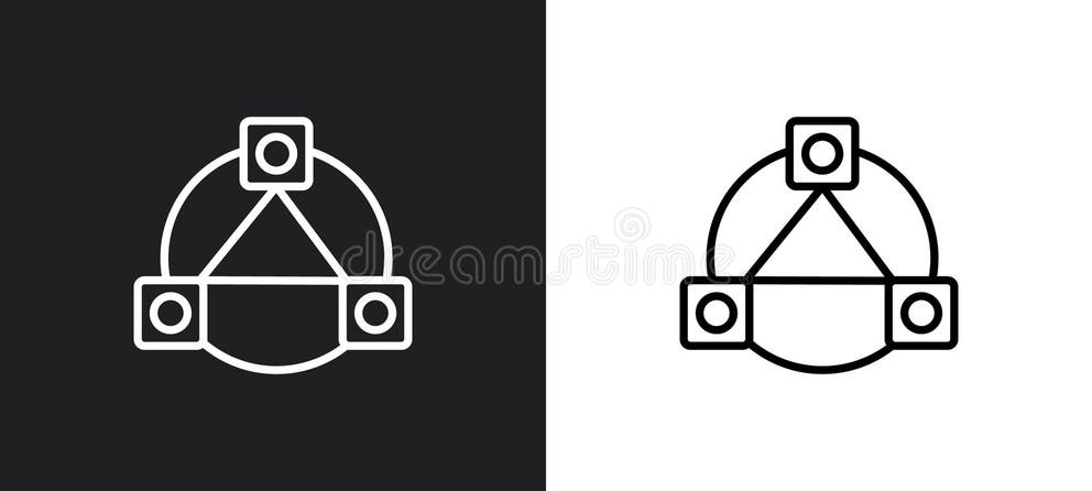 Database Interconnected Outline Icon in White and Black Colors ...