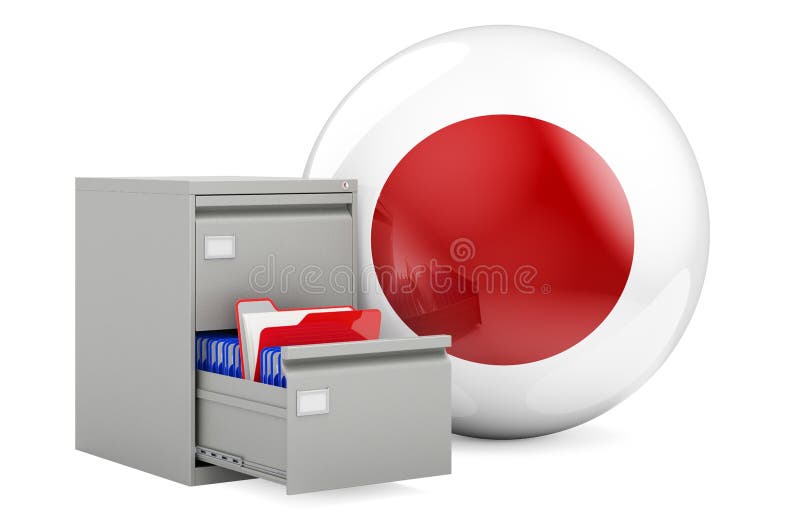 Database in Japan, Concept. Folders in Filing Cabinet with Japanese ...