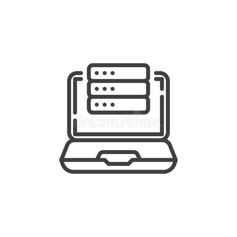 Database and Laptop Line Icon Stock Vector - Illustration of connection ...