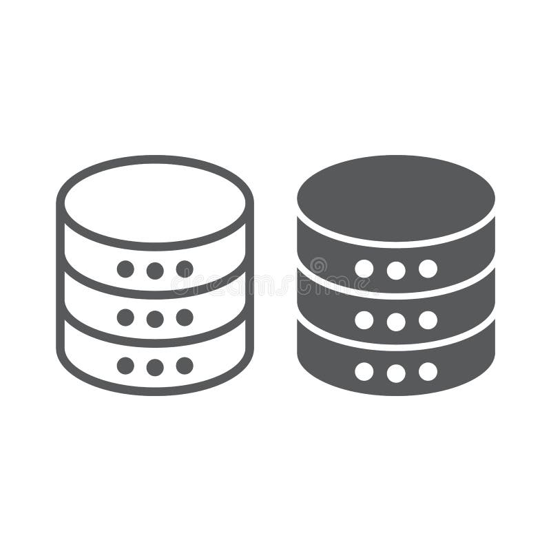 Database glyph icon set stock vector. Illustration of outline - 233133064