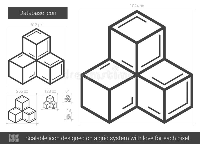 Database line icon. stock vector. Illustration of drawing - 77105580