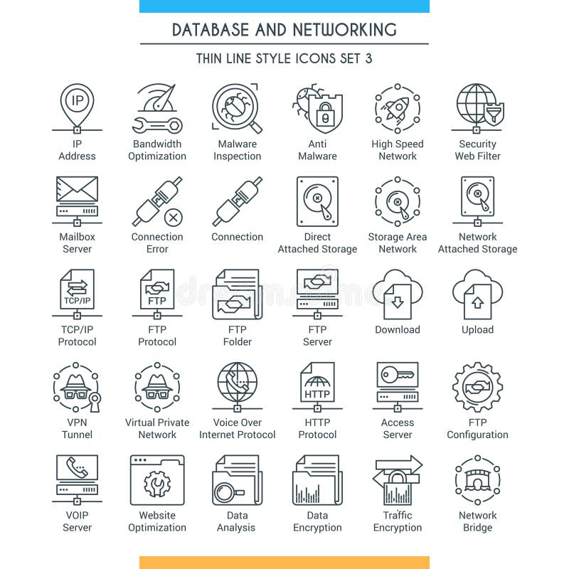 Database line icons 3 stock illustration. Illustration of online ...