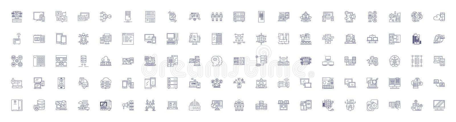 Database Line Vector Icons And Signs Db Storage Files Tables Access Sql Query Records 7827