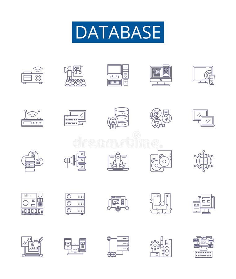 Database Line Vector Icons And Signs Db Storage Files Tables Access Sql Query Records