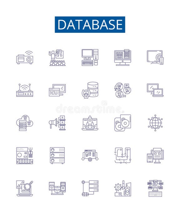 Database Line Icons Signs Set. Design Collection of Database, Store, Records, Storage ...
