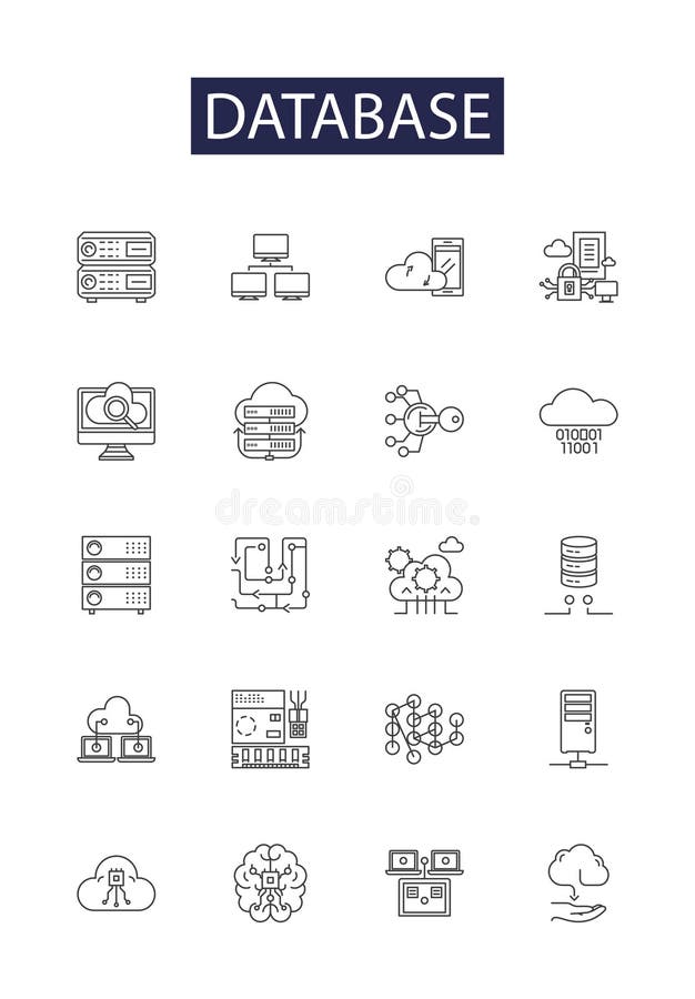 Database Line Vector Icons And Signs Db Storage Files Tables Access Sql Query Records