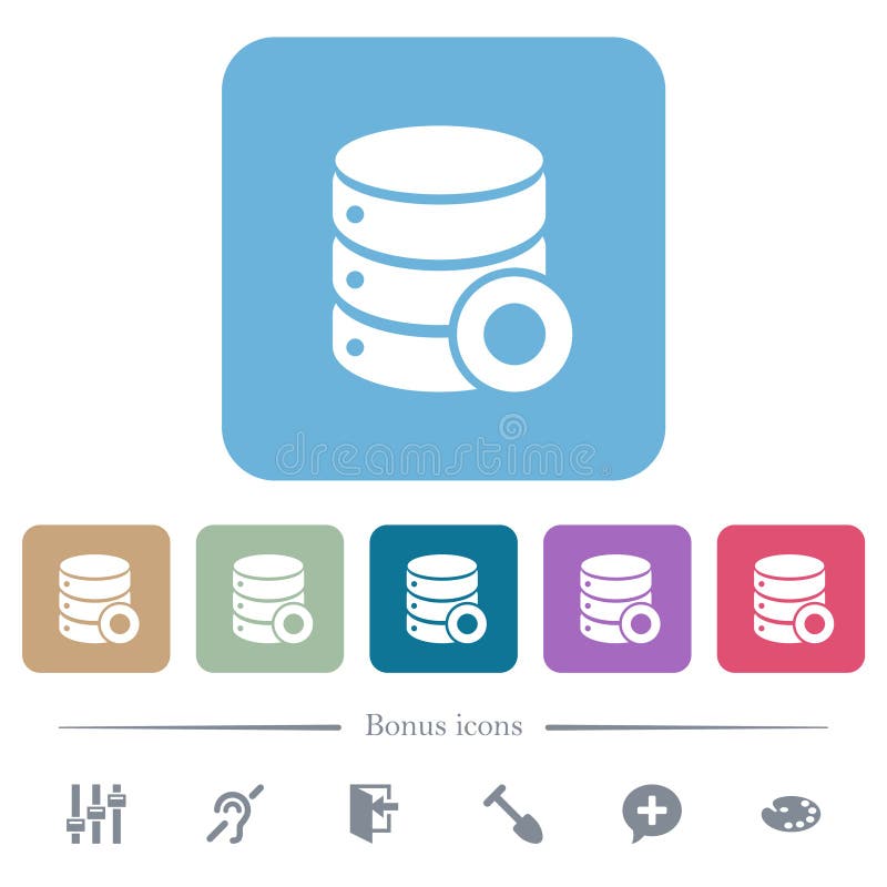 Database Macro Record Flat Icons on Color Rounded Square Backgrounds ...