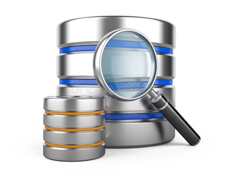 Database with Magnifier stock illustration. Illustration of object ...