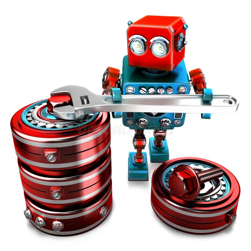 3d Man and Server, Hardware Maintenance Stock Illustration ...